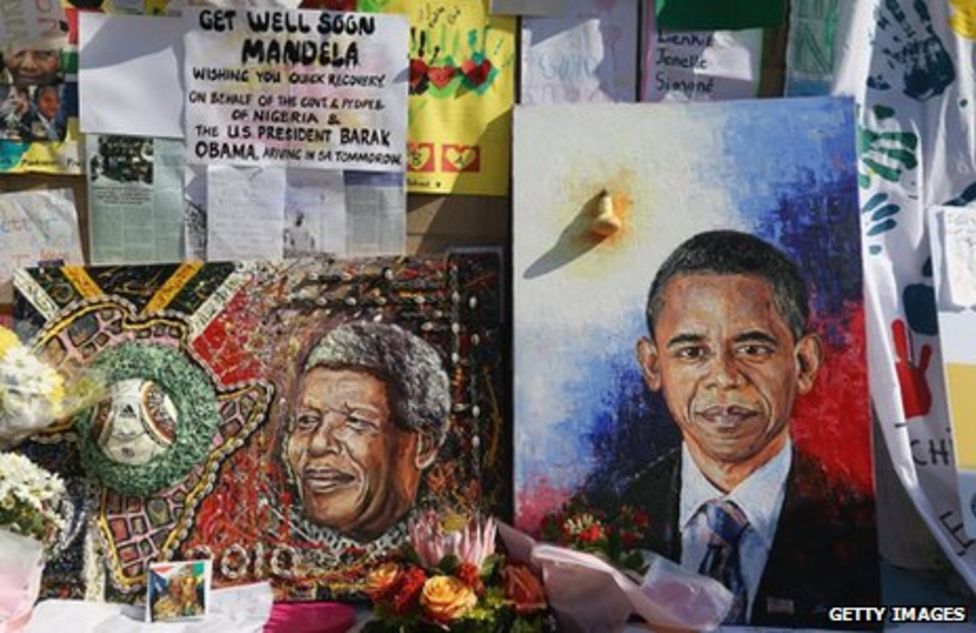 Obama hails Mandela 'inspiration' in South Africa visit - BBC News
