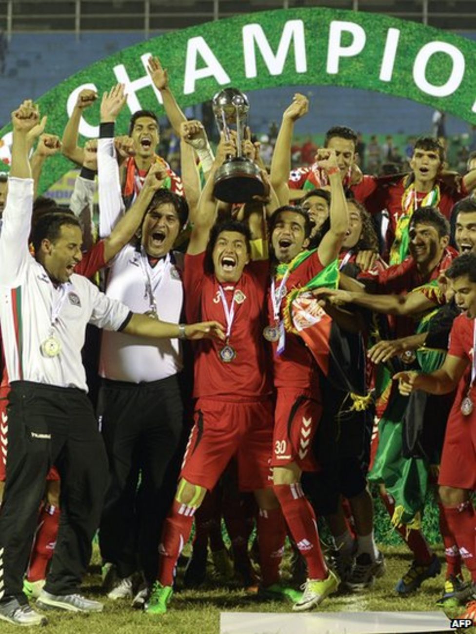 In pictures: Afghans celebrate historic football win - BBC News