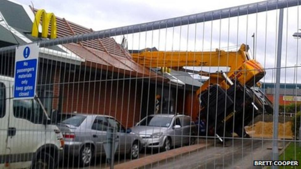 Crane crashes through McDonald's roof in Consett - BBC News