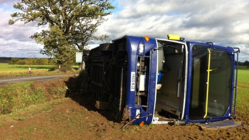 UK storm: Two hurt as bus blown over in Suffolk - BBC News