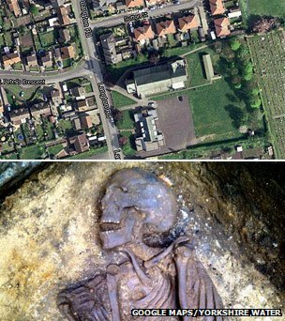 Ancient skeleton found in North Yorkshire sewer trench - BBC News