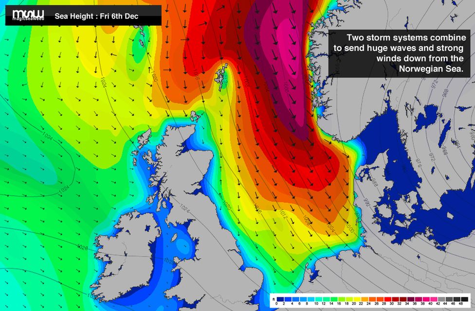 Charts show gales and sea swells hitting UK - BBC News