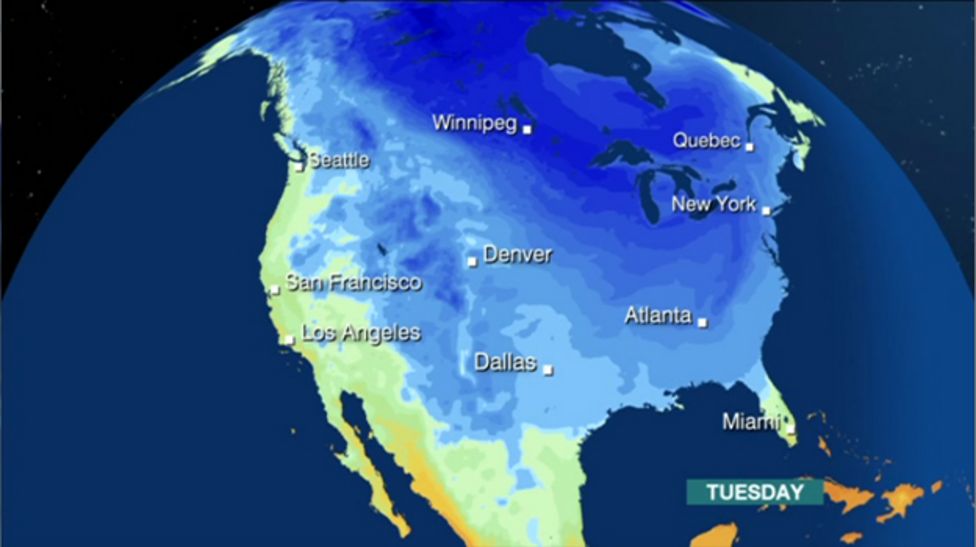 N America weather: Arctic blast brings record temperatures - BBC News