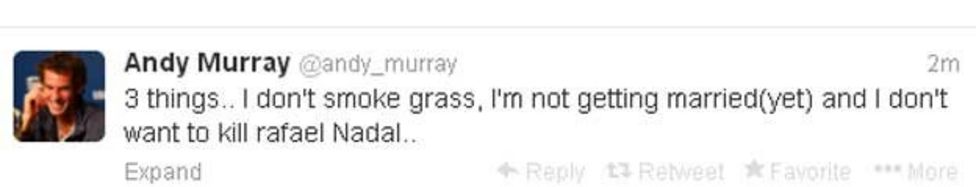 Andy Murray marriage tweet 'was a joke' - BBC News