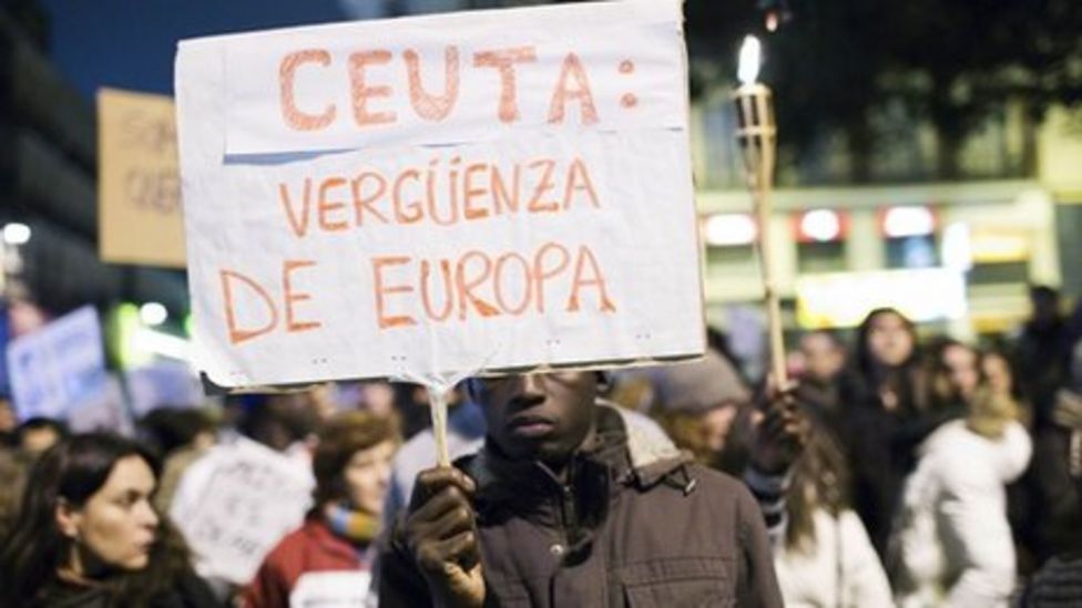 Spain Melilla migrants: On a hill, in sight of Europe - BBC News