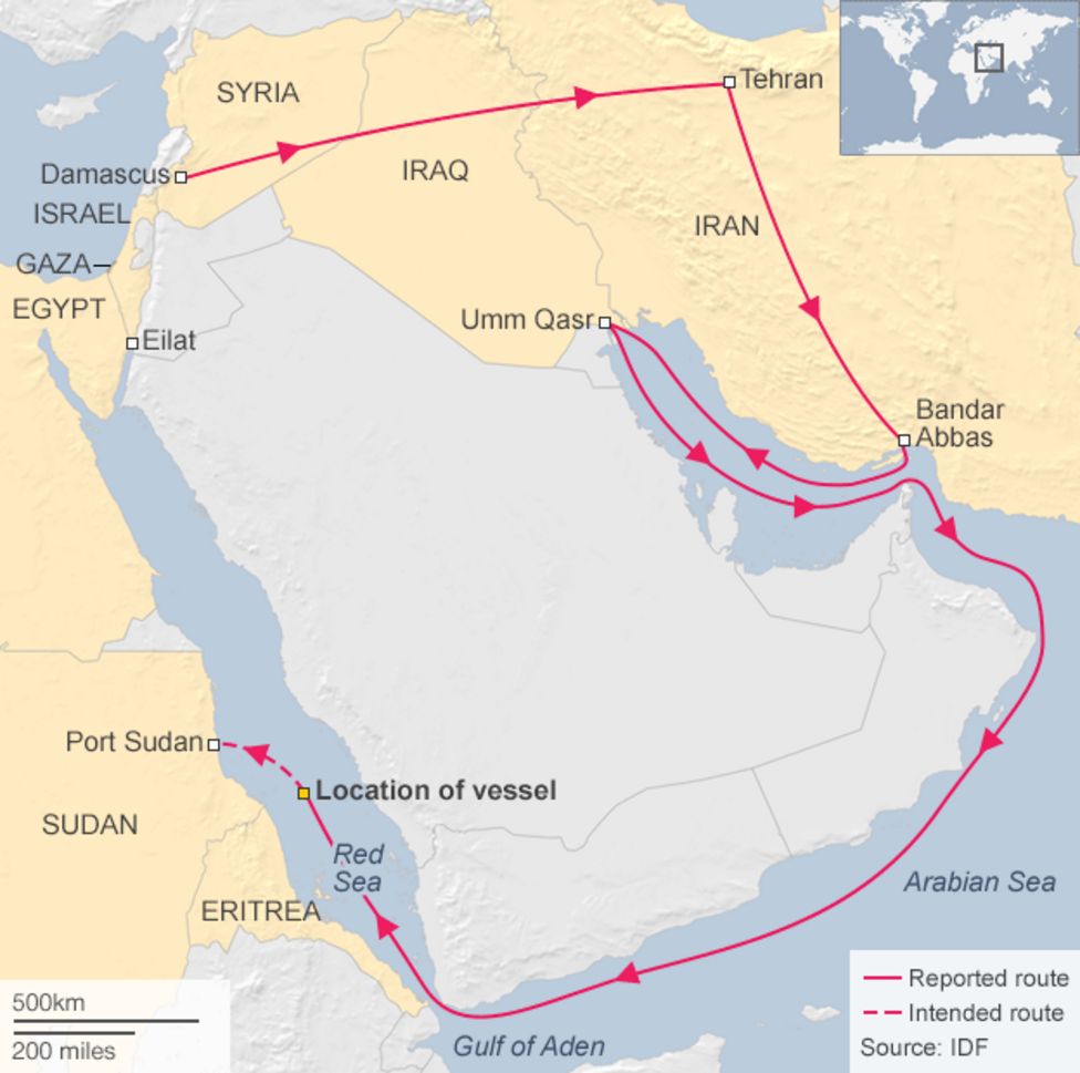 Israel halts 'weapons shipment from Iran' - BBC News
