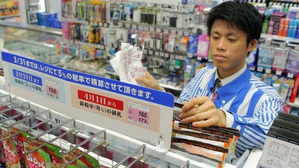 Japan retail sales surge on tax hike - BBC News