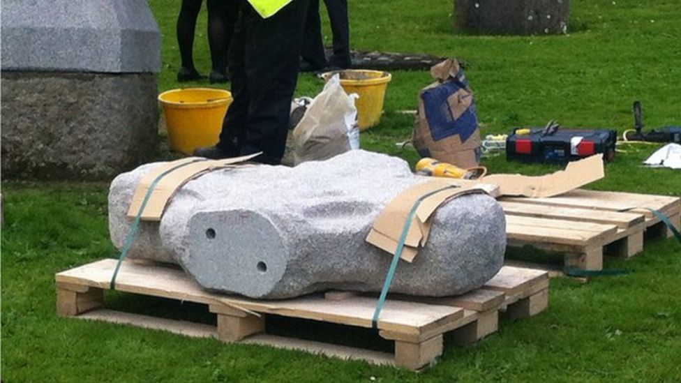 Replica of cross installed at Down Cathedral - BBC News