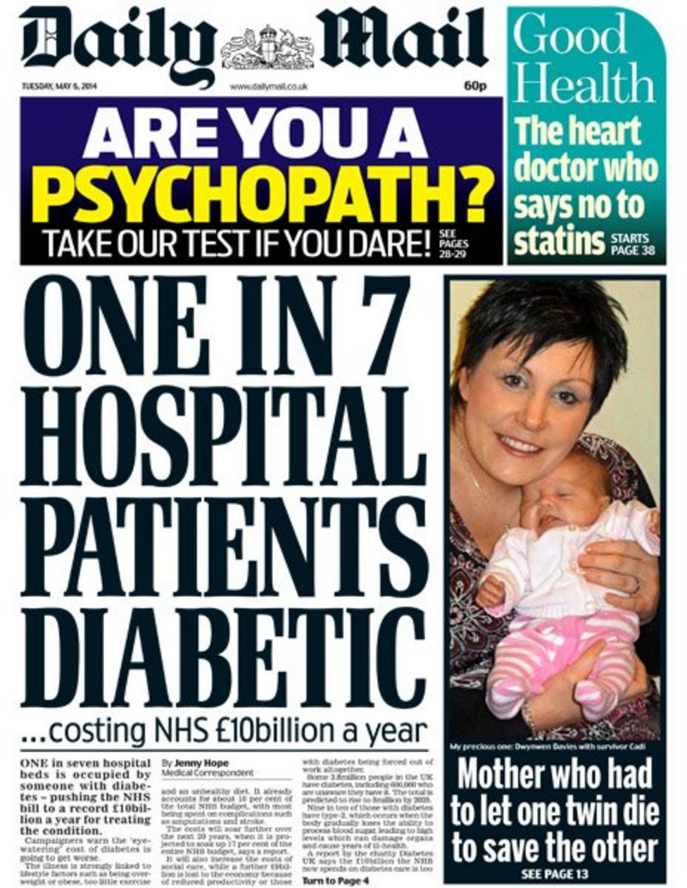 Sickness and health on front pages - BBC News