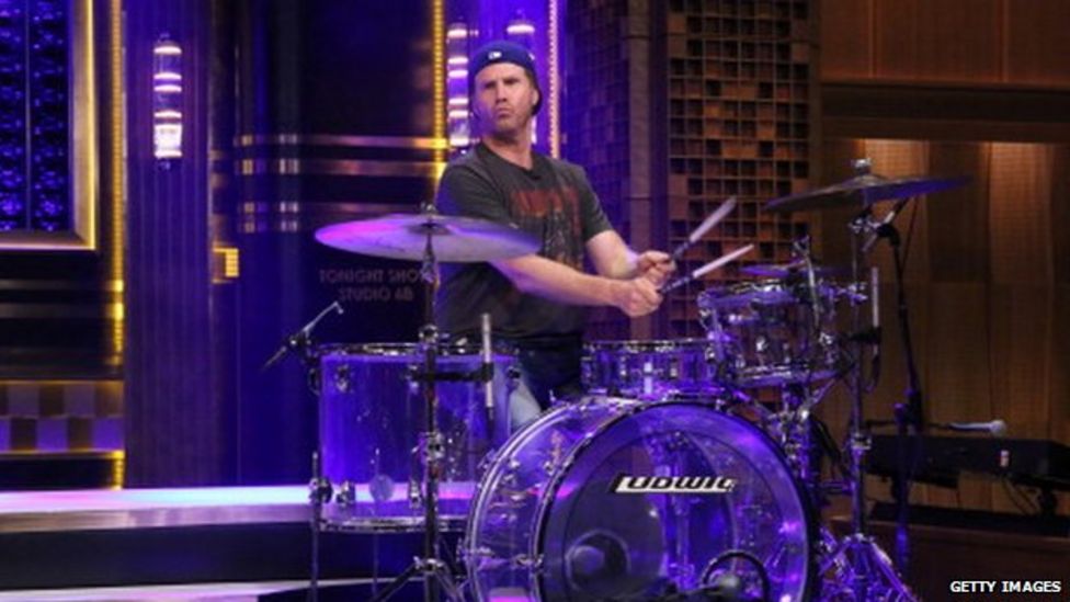 Will Ferrell and Chad Smith hold live drum battle on TV - BBC News