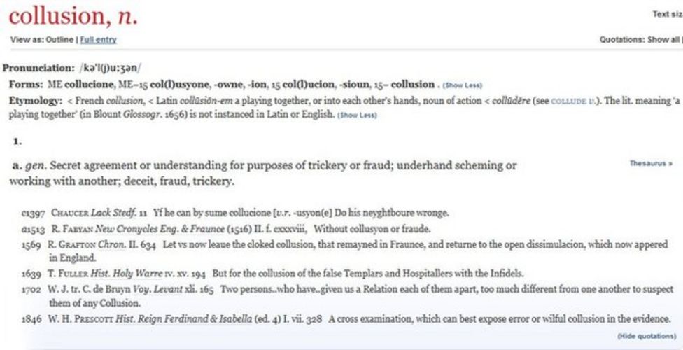 How has collusion been defined? - BBC News