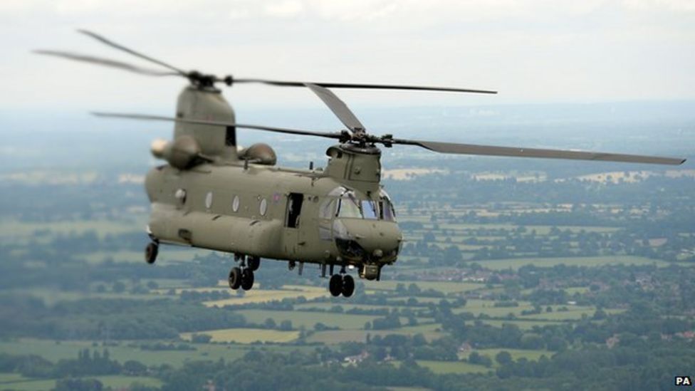 RAF unveils first of 14 new Chinook helicopters - BBC News