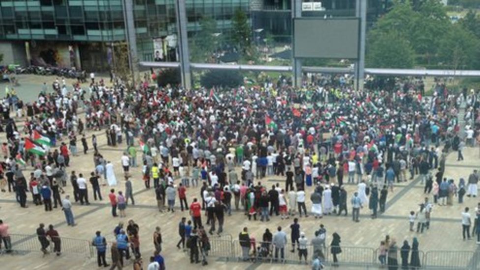 Manchester protesters march against BBC coverage and Gaza bombings ...