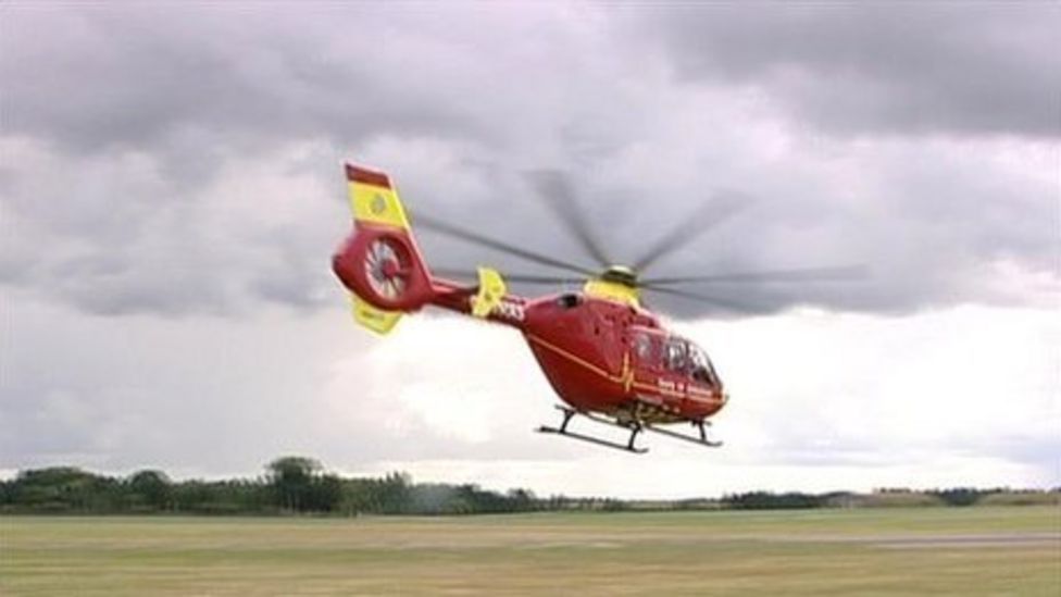 Laser pointed at Midlands Air Ambulance helicopter over Warwick - BBC News