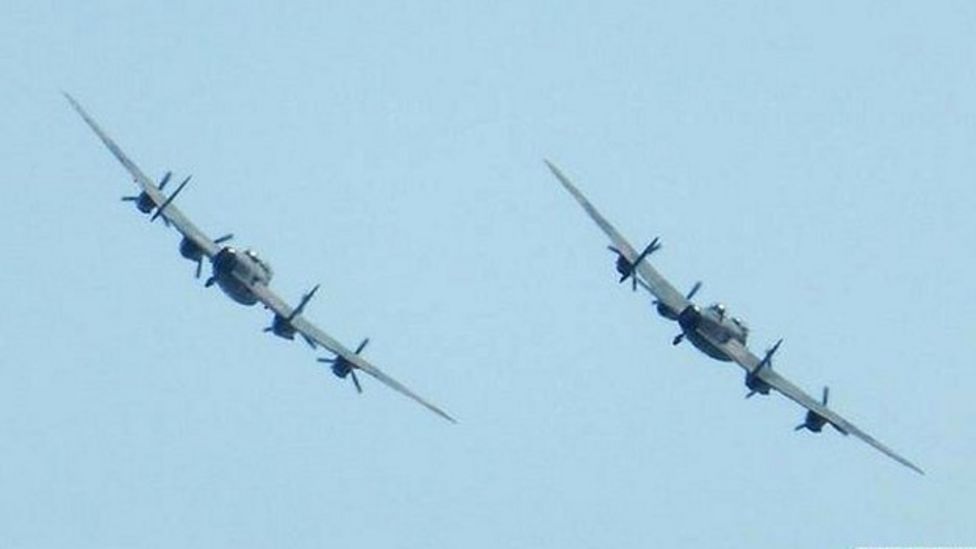 Lancasters and Vulcan unite for Lincoln flypast - BBC News