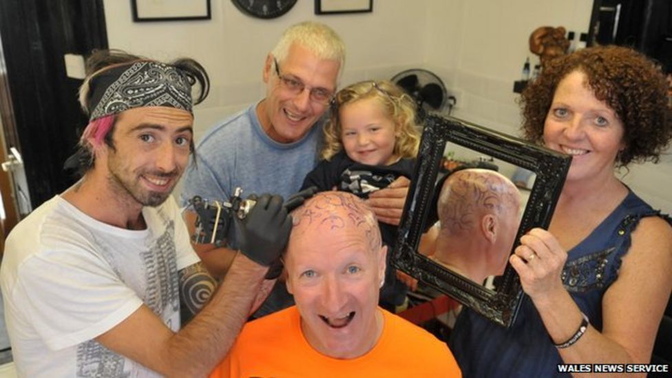 Captain Beany tattoos to raise funds for child to walk - BBC News