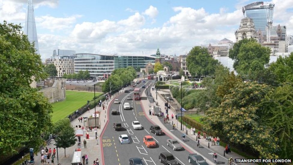 Mayor of London unveils segregated urban cycleways - BBC News