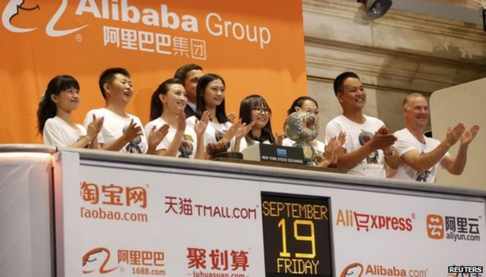 Alibaba shares surge in their NY stock market debut - BBC News