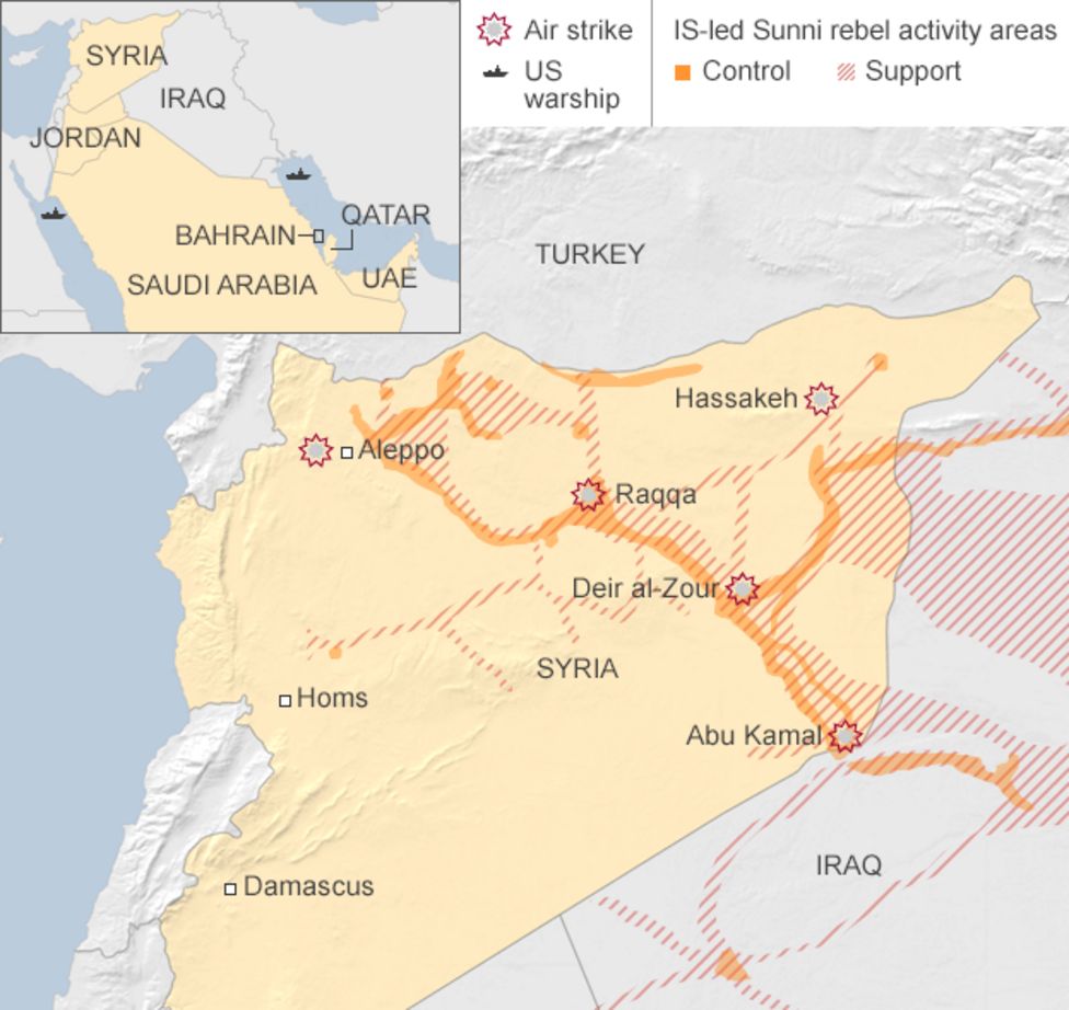 Syria: US begins air strikes on Islamic State targets - BBC News
