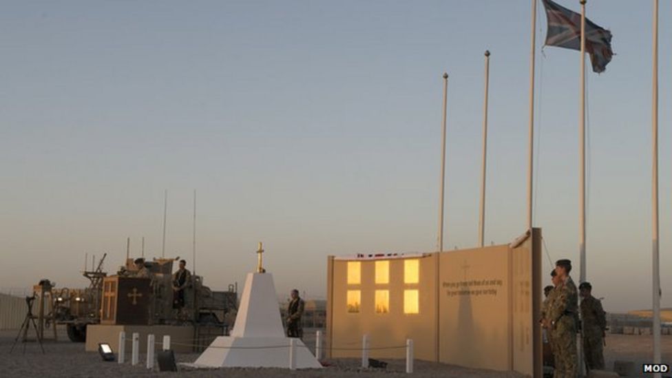 British troops hold vigil for Camp Bastion memorial wall - BBC News