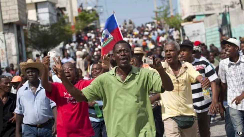 Haitian protests over delayed elections in Port-au-Prince - BBC News