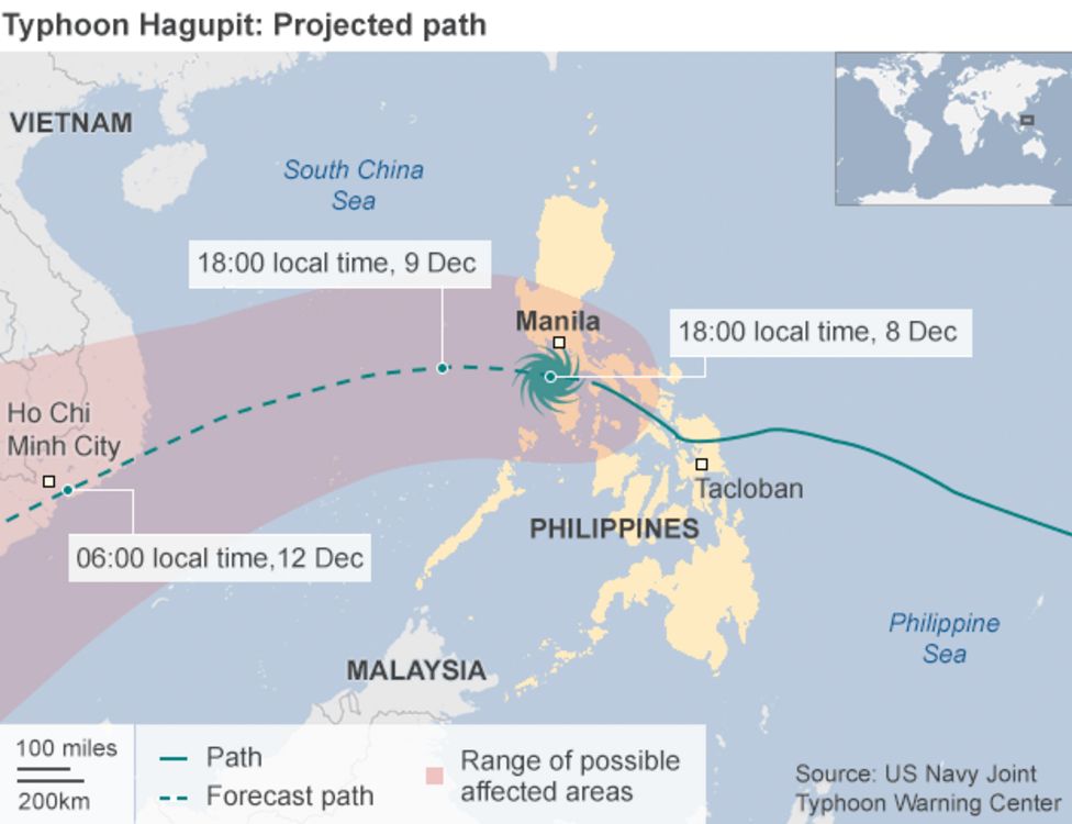 Typhoon Hagupit: Storm weakens as it nears Philippine capital Manila ...