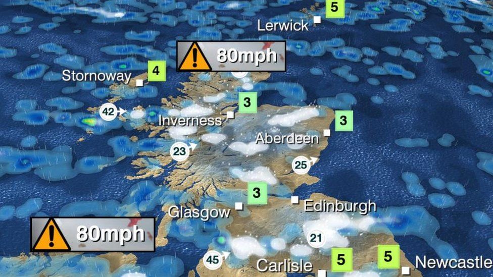 The UK's winter 'weather bomb' in maps - BBC News