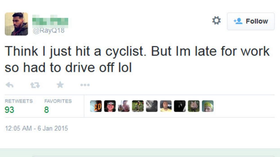 Cyclist crash 'joke' tweeter sacked from stockbrokers - BBC News