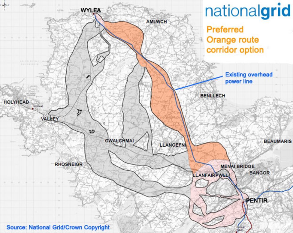 'Review overhead power lines' call on Anglesey - BBC News