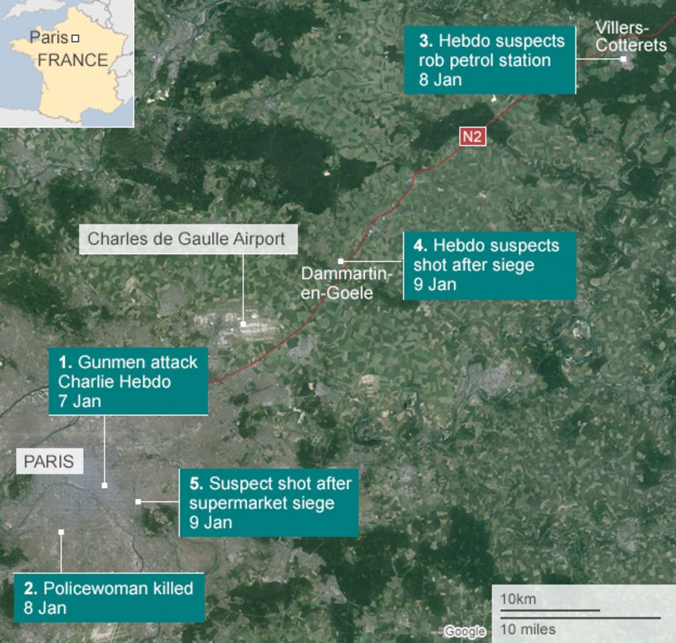 Charlie Hebdo attack: Three days of terror - BBC News