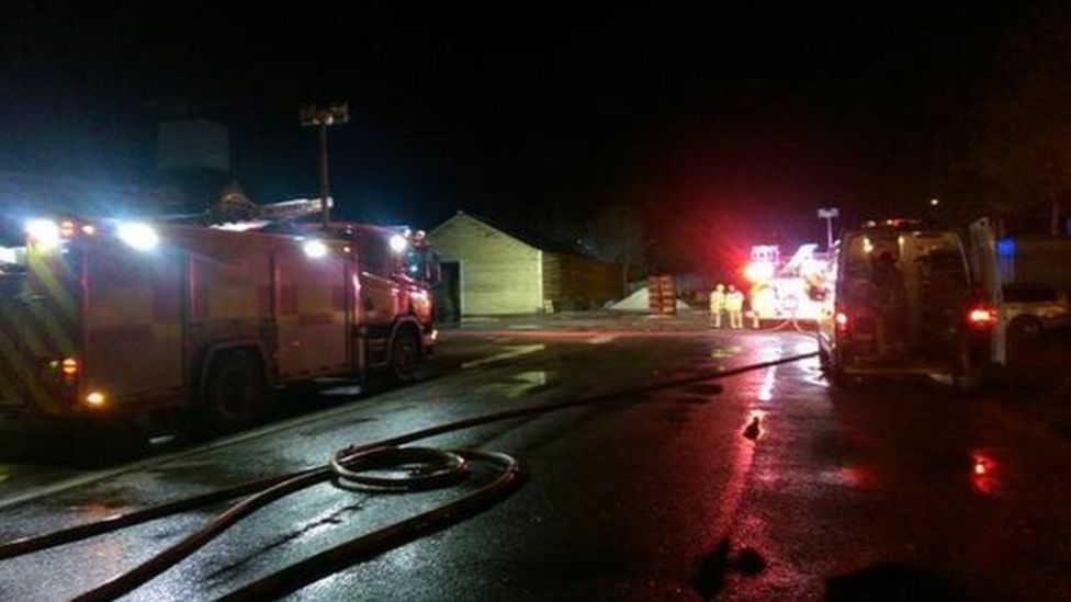 Fire at garden furniture factory in Leek - BBC News