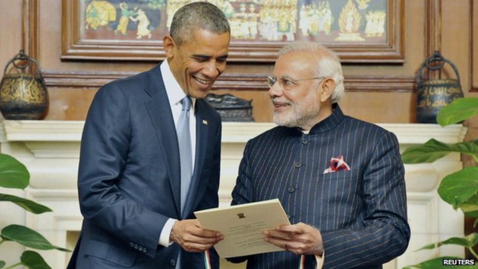 India: Prime Minister Modi wears pinstripe 'name suit' - BBC News