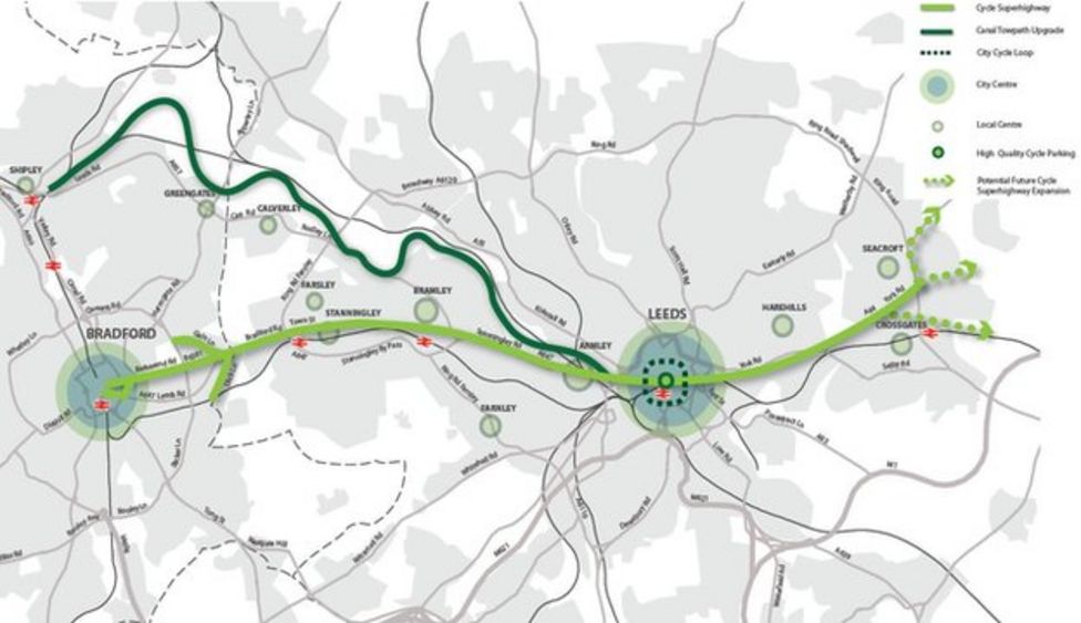 Work to start on Leeds-Bradford cycle super highway - BBC News