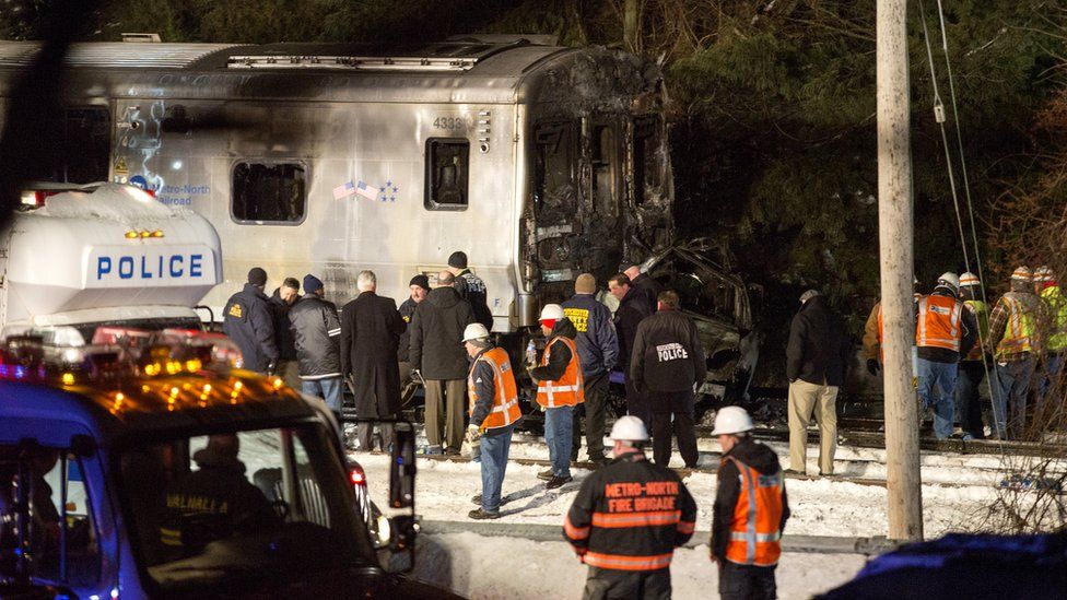 In pictures: New York train crash aftermath - BBC News