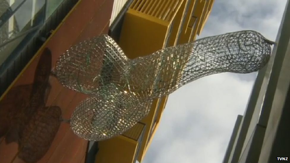 New Zealand: Residents stunned by 'phallic sculpture' - BBC News