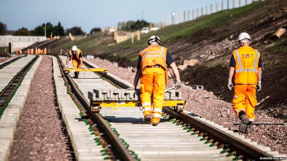 Borders Railway track laying complete - BBC News