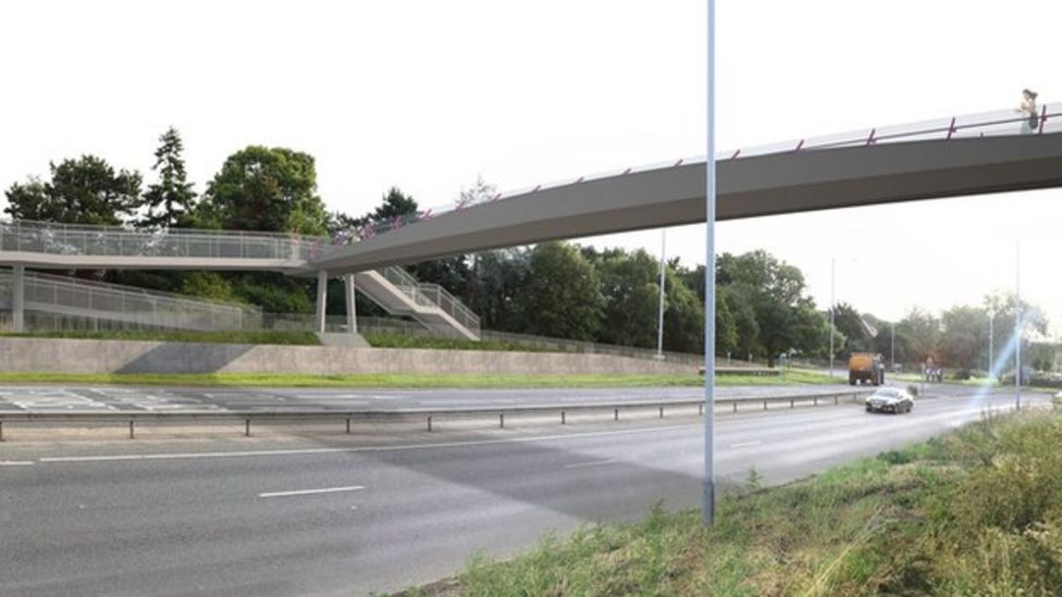 Work on new Chichester A27 footbridge begins - BBC News
