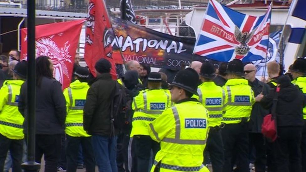 Newcastle Quayside National Action protest: Nine arrested - BBC News