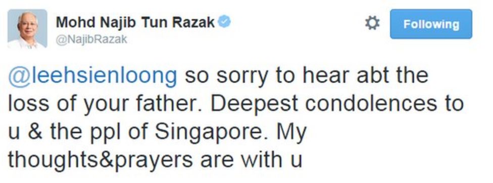 Lee Kuan Yew: Reaction in pictures and tweets - BBC News