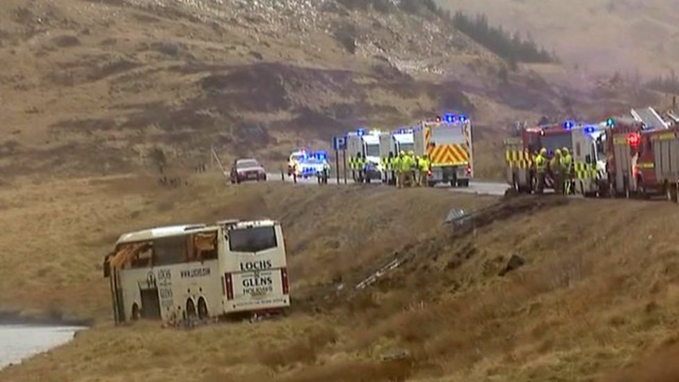 23 people in hospital after coach rolls off the A83 Rest and Be ...