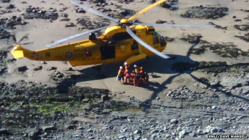 Man, 24, rescued after cliff fall near Aberystwyth - BBC News