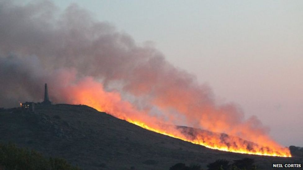 Carn Brea gorse fire land 'will take years to recover' - BBC News