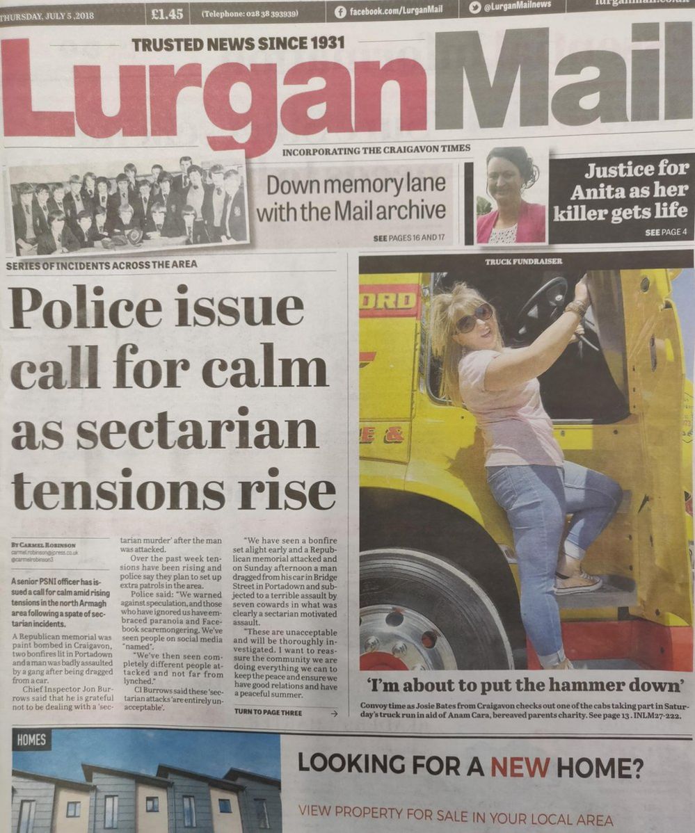 NI paper review: 'Terrifying' fall, gorse fires and melting roads - BBC ...