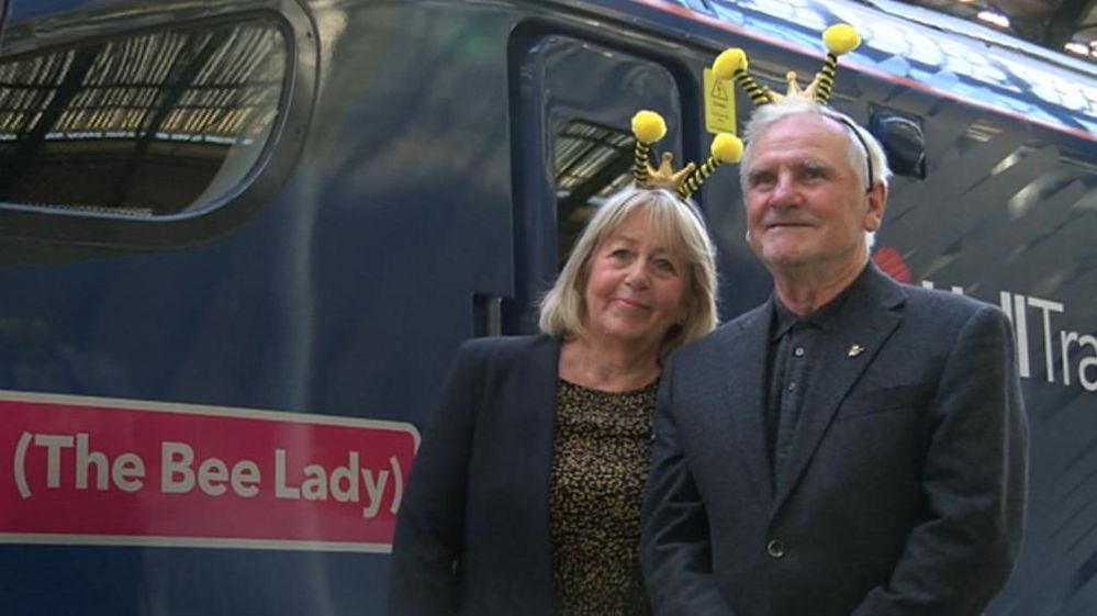 Hull: New train named after Bee Lady fundraiser Jean Bishop - BBC News