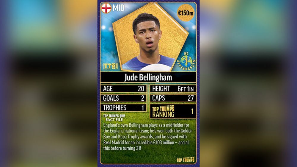 Top Trumps: Jude Bellingham named card game's number one player - BBC ...