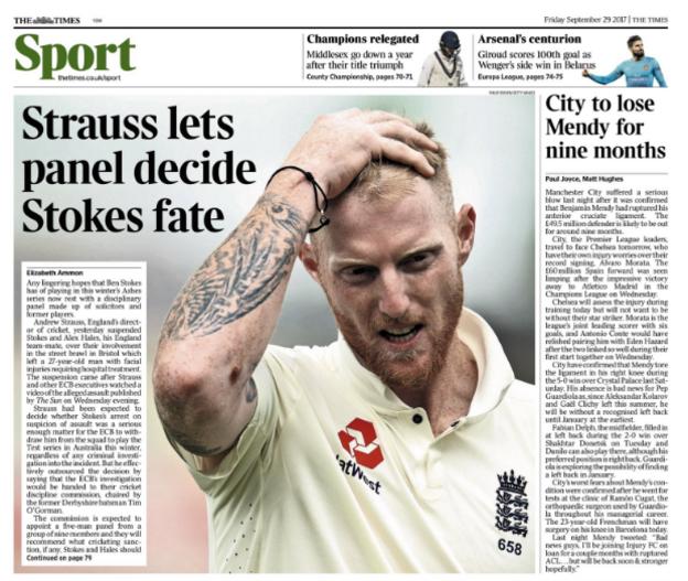 Newspaper backpages - FRI 29/09 - BBC Sport