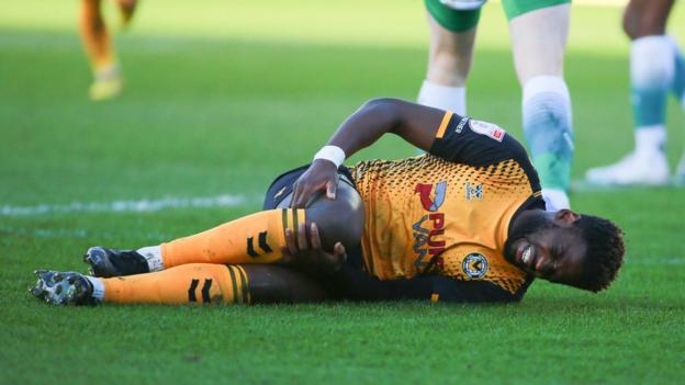 Offrande Zanzala: Newport striker out for season after knee surgery ...