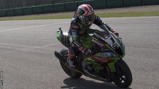 World Superbikes: Champion Jonathan Rea wins first race at Imola - BBC ...