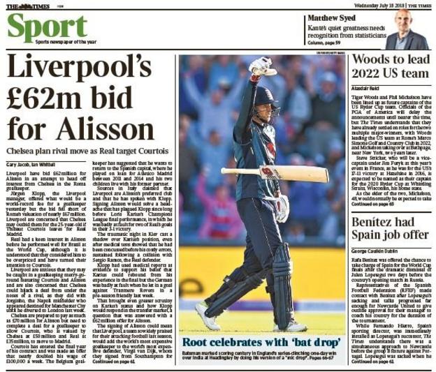 Papers for Wednesday - BBC Sport