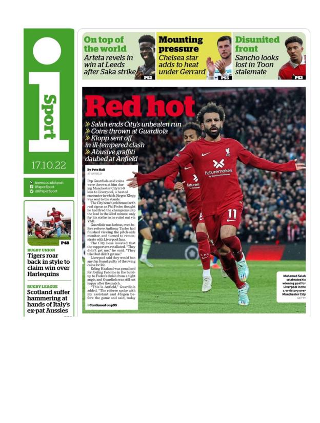 Monday's sports pages - BBC Sport